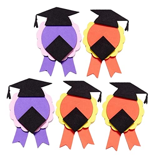 KOMBIUDA 5 Sets DIY Graduation Medal Kids Educational Toys Hand Decor Kids Decor Bachelor Cap Badge Congrats Grad Decorations Badge Medal Making Set Children DIY Craft Accessory Gift Medal