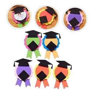 KOMBIUDA 5 Sets DIY Graduation Medal Kids Educational Toys Hand Decor Kids Decor Bachelor Cap Badge Congrats Grad Decorations Badge Medal Making Set Children DIY Craft Accessory Gift Medal