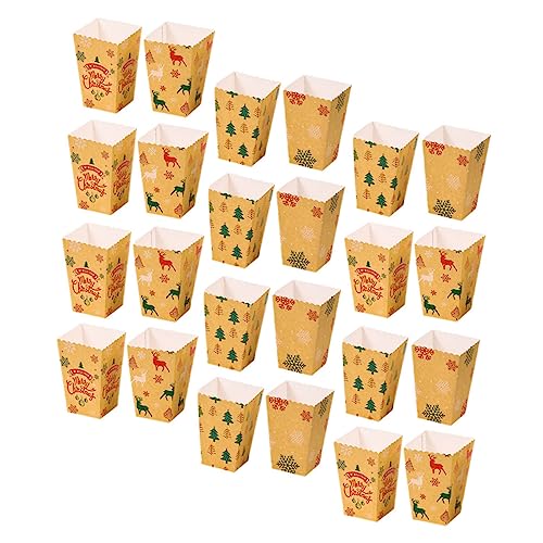 Food Containers 24pcs Popcorn Boxes fried chicken container food grade french fries packing box Popcorn Paper snack Disposable Christmas popcorn container Assorted French Fries