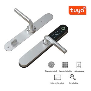 RFID Card Apartment Anti-Theft Fingerprint Password Combination Lock+Card (Right Pull, Silver Password Payment)