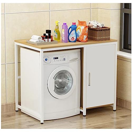 FLTRGO Over Washing Machine Storage Cabinet, Stainless Steel Bedroom Storage Rack with Door, Over-The-Toilet Storage Shelf, for Kitchen Laundry Room Living Room Restroom Bathroom (Size : 110cm)