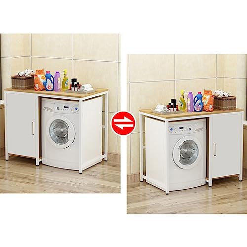 FLTRGO Over Washing Machine Storage Cabinet, Stainless Steel Bedroom Storage Rack with Door, Over-The-Toilet Storage Shelf, for Kitchen Laundry Room Living Room Restroom Bathroom (Size : 110cm)