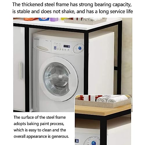 FLTRGO Over Washing Machine Storage Cabinet, Stainless Steel Bedroom Storage Rack with Door, Over-The-Toilet Storage Shelf, for Kitchen Laundry Room Living Room Restroom Bathroom (Size : 110cm)