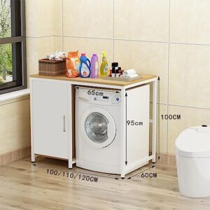 FLTRGO Over Washing Machine Storage Cabinet, Stainless Steel Bedroom Storage Rack with Door, Over-The-Toilet Storage Shelf, for Kitchen Laundry Room Living Room Restroom Bathroom (Size : 110cm)