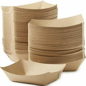 2lb natural kraft paper food trays - pack of 100ct