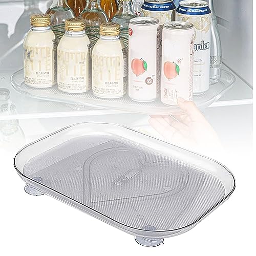 Rectangle Turntable for Refrigerator Countertop Condiment Storage Rack, 2023 New Acrylic Rotating Storage Rack for Kitchen Beverages, Snacks, Seasonings