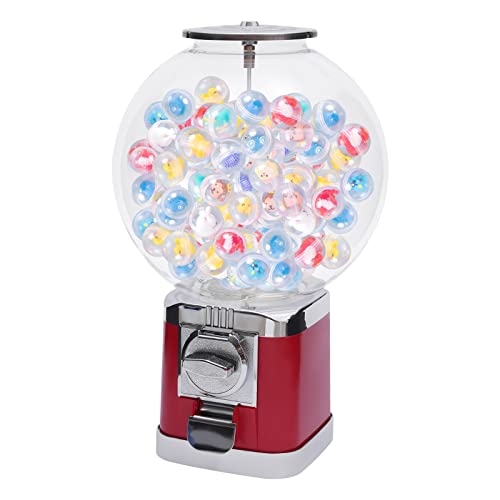 Gdrasuya10 Vending Machine, 18.11" Big Bubble Gumball Machine Lockable Candy Gumball Dispenser Machine Large Capacity Toy Vending Machine for 1.26inch Ball or Candy, Red