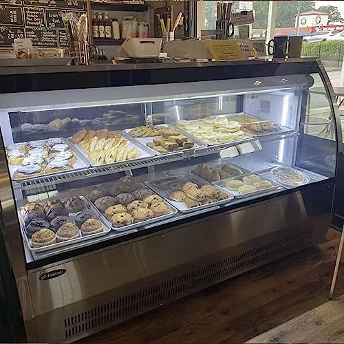 FRICOOL Deli Case, 72” Refrigerated Display Case Commercial Cooler Refrigerator with 2 Doors, Adjustable Shelves and Led for Showcase and Store Meats, Cheeses, Salads- 33~41°F, 26.4 cu.ft