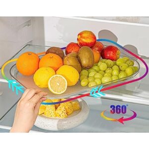 KCRPM Lazy Susan for Refrigerator, 2023 New Square Lazy Susan Turntable Organizer, Rectangular Lazy Susan for Refrigerator, Household Transparent Condiment Square Refrigerator Turntable (1Pcs)