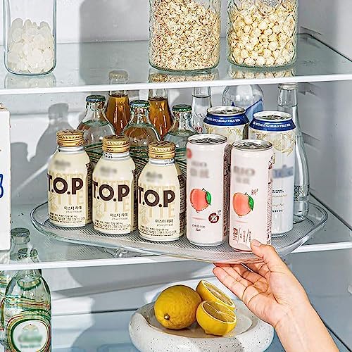 KCRPM Lazy Susan for Refrigerator, 2023 New Square Lazy Susan Turntable Organizer, Rectangular Lazy Susan for Refrigerator, Household Transparent Condiment Square Refrigerator Turntable (1Pcs)