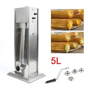 Commercial Manual Churro Maker with 5L Tank, Stainless Steel, 4 Nozzles, Vertical, 26X12X2.2 Inches - Ideal for Restaurants and Bakeries