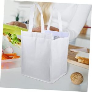 SWOOMEY 5pcs Insulation Bags Grocery Shopping Bags Disposable Cooler Sealer Bags Hot Cold Bag Cake Delivery Bags Grocery Carrier Bags Non-woven Fabric White Small Cooler Bag