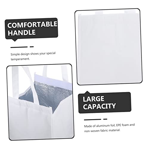 SWOOMEY 5pcs Insulation Bags Grocery Shopping Bags Disposable Cooler Sealer Bags Hot Cold Bag Cake Delivery Bags Grocery Carrier Bags Non-woven Fabric White Small Cooler Bag