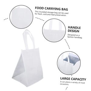 SWOOMEY 5pcs Insulation Bags Grocery Shopping Bags Disposable Cooler Sealer Bags Hot Cold Bag Cake Delivery Bags Grocery Carrier Bags Non-woven Fabric White Small Cooler Bag