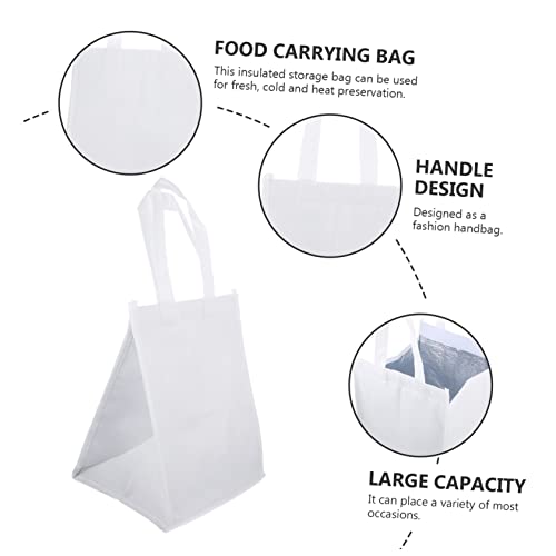 SWOOMEY 5pcs Insulation Bags Grocery Shopping Bags Disposable Cooler Sealer Bags Hot Cold Bag Cake Delivery Bags Grocery Carrier Bags Non-woven Fabric White Small Cooler Bag