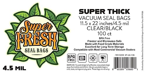 Super Fresh Vacuum Seal Bags (11.5"x22", Black & Clear)