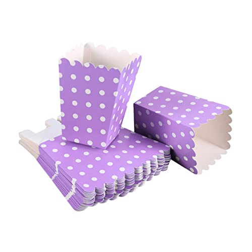 Gadpiparty 24pcs Popcorn Boxes Party Decoration Supplies Dot Design Snack Box Paper Snack Boxes Collapsible Container Disposable Containers Popcorn Cartons Square Popcorn Bucket Purple