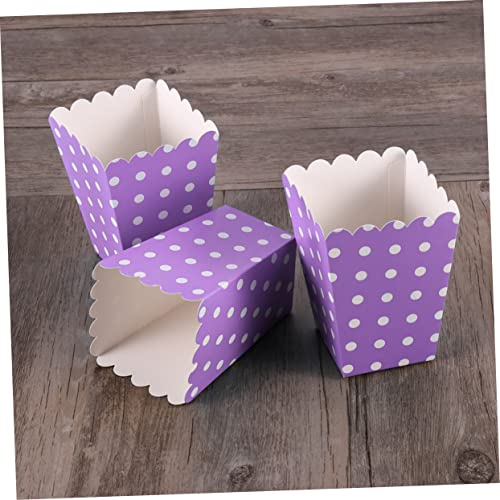 Gadpiparty 24pcs Popcorn Boxes Party Decoration Supplies Dot Design Snack Box Paper Snack Boxes Collapsible Container Disposable Containers Popcorn Cartons Square Popcorn Bucket Purple