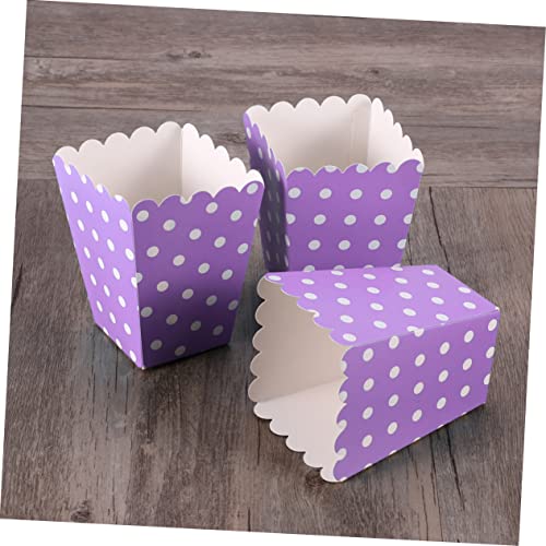 Gadpiparty 24pcs Popcorn Boxes Party Decoration Supplies Dot Design Snack Box Paper Snack Boxes Collapsible Container Disposable Containers Popcorn Cartons Square Popcorn Bucket Purple