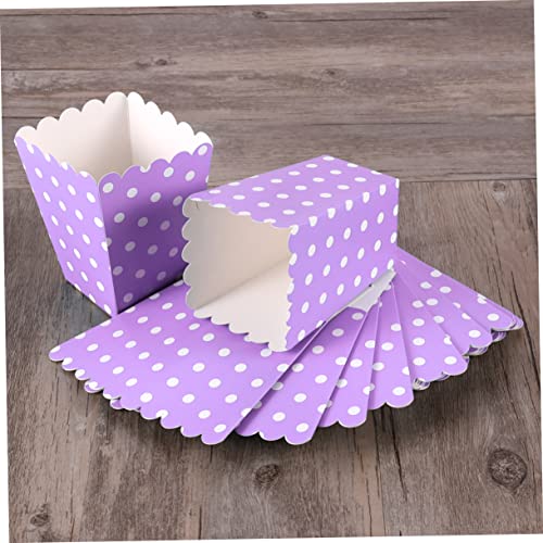 Gadpiparty 24pcs Popcorn Boxes Party Decoration Supplies Dot Design Snack Box Paper Snack Boxes Collapsible Container Disposable Containers Popcorn Cartons Square Popcorn Bucket Purple