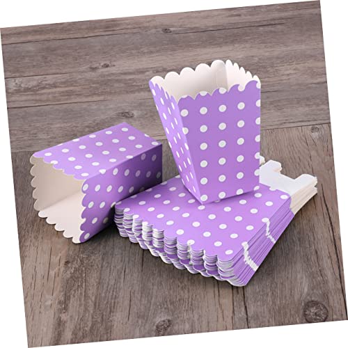 Gadpiparty 24pcs Popcorn Boxes Party Decoration Supplies Dot Design Snack Box Paper Snack Boxes Collapsible Container Disposable Containers Popcorn Cartons Square Popcorn Bucket Purple