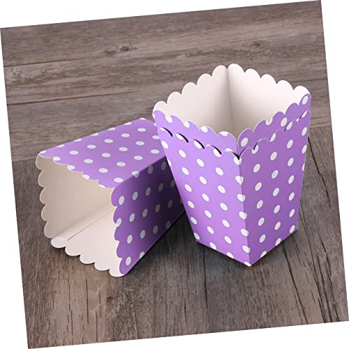 Gadpiparty 24pcs Popcorn Boxes Party Decoration Supplies Dot Design Snack Box Paper Snack Boxes Collapsible Container Disposable Containers Popcorn Cartons Square Popcorn Bucket Purple