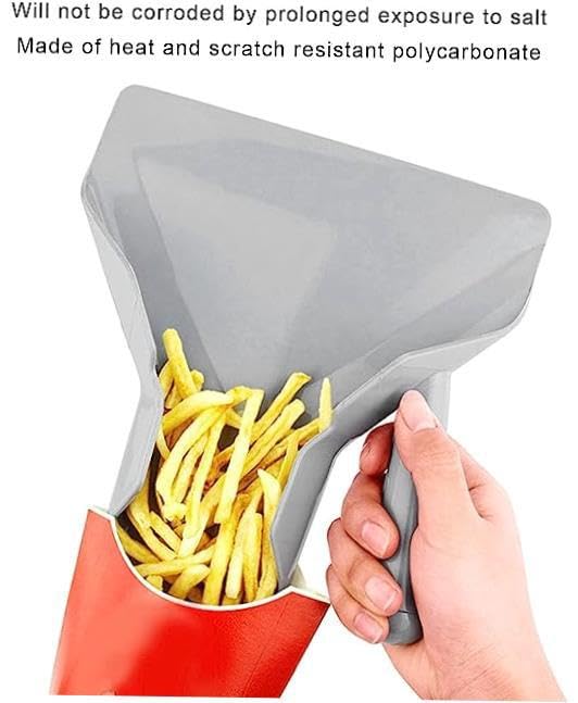 Multipurpose Scooper: Gray French Fry Scoop Chip Popcorn Bagger & Ice Candy Desserts Scoop – Commercial Fry Bagger with Right Handle for Snacks and More