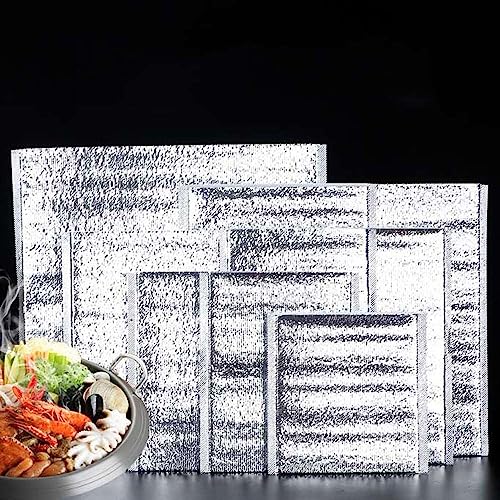 10Pcs Disposable Food Thermal Pouches Aluminum Foil Liners Food Delivery Pouches for Picnic Camping Store(35 x 40cm)