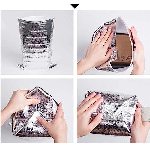 10Pcs Disposable Food Thermal Pouches Aluminum Foil Liners Food Delivery Pouches for Picnic Camping Store(35 x 40cm)