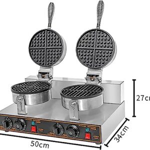 Nonstick Electric Waffle Machine 1400W Commercial Waffle Maker with Temperature and Time Control Stainless Steel Waffle Bake Machine for Bakery Home and Kitchen Restaurant Leisure Snack Bar