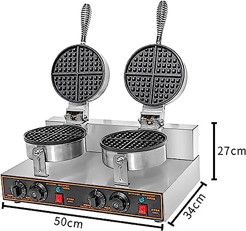 Nonstick Electric Waffle Machine 1400W Commercial Waffle Maker with Temperature and Time Control Stainless Steel Waffle Bake Machine for Bakery Home and Kitchen Restaurant Leisure Snack Bar