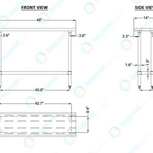 AmGood Stainless Steel Work Table with Undershelf | Food Prep NSF | Utility Work Station | (48" Length X 14" Width)