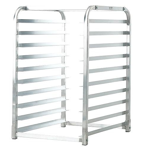 VEVOR Bun Pan Rack, 10-Tier Commercial Bakery Racks with Brake Wheels, Aluminum Racking Trolley Storage for Half & Full Sheet, Speed Rack For Kitchen Home, Bread Baking Equipment, 26"L x 20.3"W x 39"H