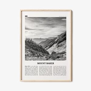 mount baker print black and white, mount baker wall art, mount baker poster, mount baker photo, mount baker map, mount baker wall decor, usa