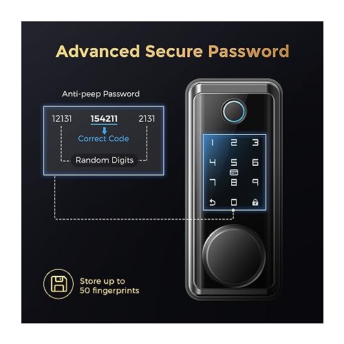 Wood Door Lock Compatible for Tuya Smart Password Fingerprint Bluetooth Electronic Deadlock Mechanical Key Auto Lock Mobile APP (Color : LD02)