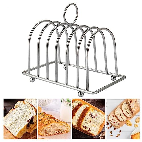 SOOVI Pot Lid Holder Toast Rack Slices Toast Bread Rack Holder Loop Carry Handle Non-Stick Stainless Steel Slots Bread Storage Shelf Kitchen Supply