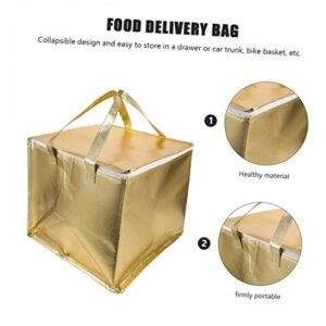 Reusable Grocery Bag Insulation Foldable Grocery Shopping Tote Insulated Pizza Insulated for Delivery Meal Grocery Tote Aluminum Golden Zipper Insulated Delivery Pouch Food