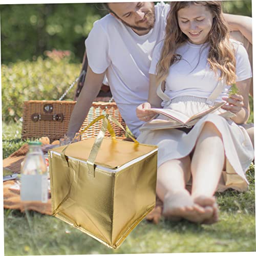 Reusable Grocery Bag Insulation Foldable Grocery Shopping Tote Insulated Pizza Insulated for Delivery Meal Grocery Tote Aluminum Golden Zipper Insulated Delivery Pouch Food