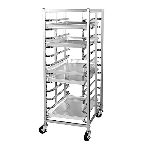 12-Tier Bakery Rack Commercial Sheet Pan Rack with Brake Wheels for Kitchen Restaurant and Pizzeria Commercial Bread Pan Cooling Racks for Cooking and Baking