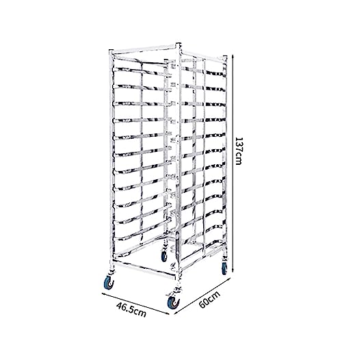 12-Tier Bakery Rack Commercial Sheet Pan Rack with Brake Wheels for Kitchen Restaurant and Pizzeria Commercial Bread Pan Cooling Racks for Cooking and Baking