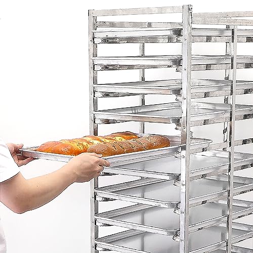 12-Tier Bakery Rack Commercial Sheet Pan Rack with Brake Wheels for Kitchen Restaurant and Pizzeria Commercial Bread Pan Cooling Racks for Cooking and Baking