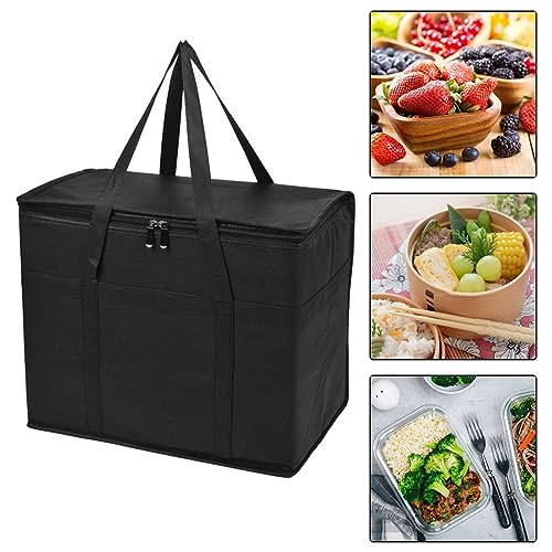 Fenteer Insulated Take Away Bags Thermal Insulation Food Bag Durable Cooling Bag Shopping Bag for BBQ Restaurant Cold or Warm Food Fresh Seafood Coffee, Black