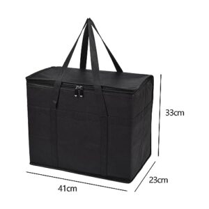 Bothyi Insulated Grocery Bags Shopping Bag Food Container Portable Reusable Thermal Insulation Food Bag for BBQ Beach Retail Store Coffee Milky Tea, Black