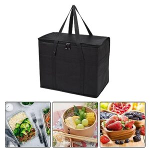 Bothyi Insulated Grocery Bags Shopping Bag Food Container Portable Reusable Thermal Insulation Food Bag for BBQ Beach Retail Store Coffee Milky Tea, Black