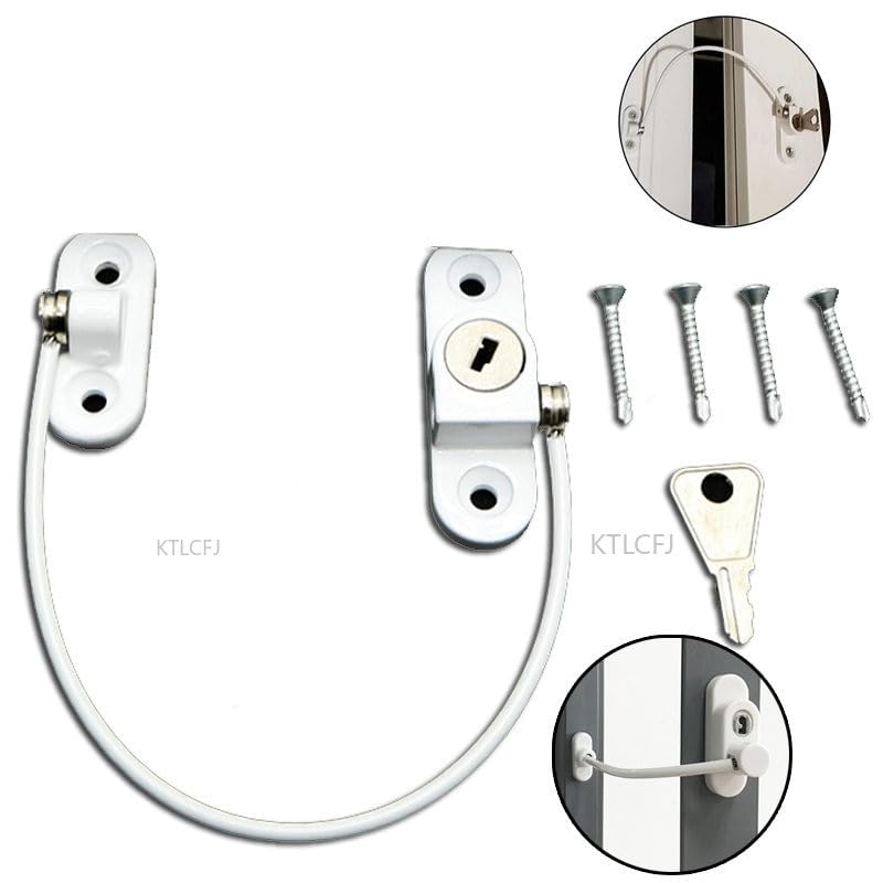 Window Anti-theft Ventilation Limiter Fixed Door and Window Latch Children's Safety Lock Anti-falling Protective Lock - (Color: White)