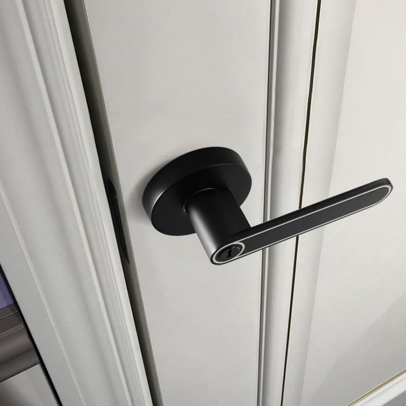 Black household silent strong magnetic suction door luminous lock Simple wooden door indoor handle lock - (Color: black)