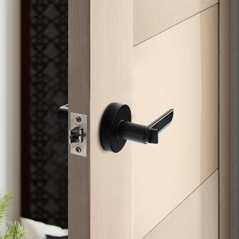 Black household silent strong magnetic suction door luminous lock Simple wooden door indoor handle lock - (Color: black)