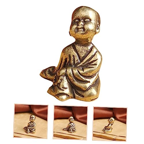 VILLCASE 3pcs Little Monk Ornaments Brass Keychain Brass Decor Keychain for Keys Feng Shui Mens Necklace Pendant Buddha Tea Pet Buddha Pendant Brass Hanging Pendants Brass Hanging Decor Car