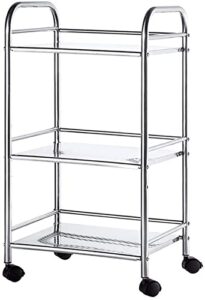 zhiviq three-layer storage rack kitchen stainless steel multi-functional trolley home storage rack non-slip and scratch-resistant