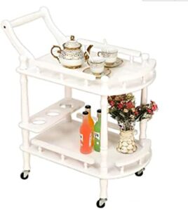 zhiviq two tier solid wood trolley kitchen trolley wine rack trolley(color:white)